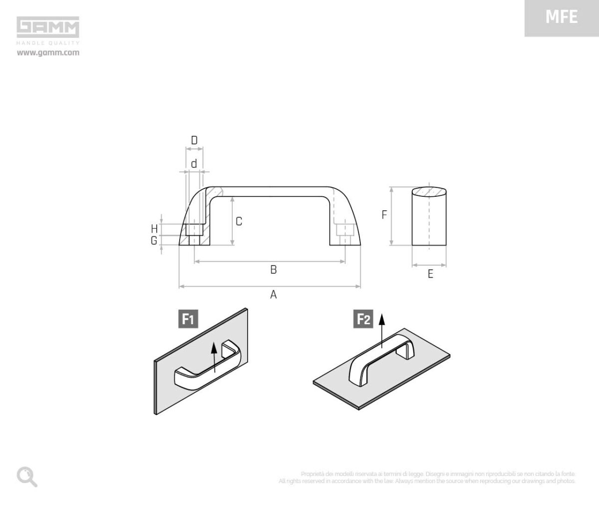 MFE Handle with Through Hole for Cylindrical Head Screw - GAMM