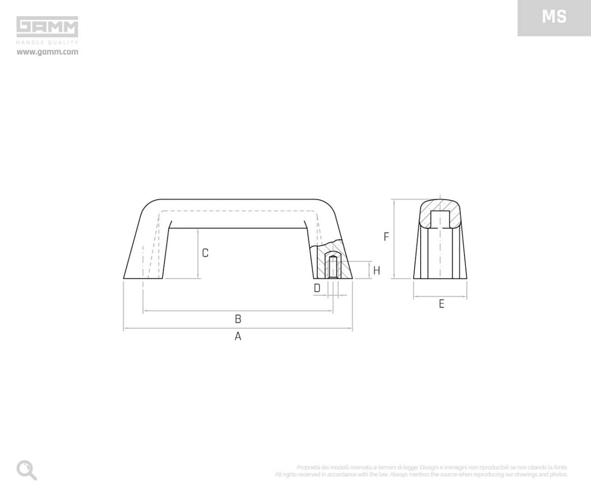 MS Handle with Brass Insert and Blind Threaded Hole - GAMM